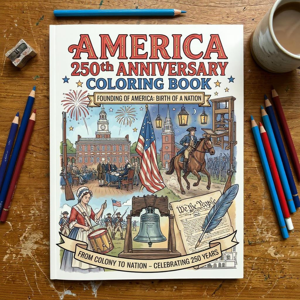 America 250th Anniversary Coloring Book - Founding of America: Birth o ...