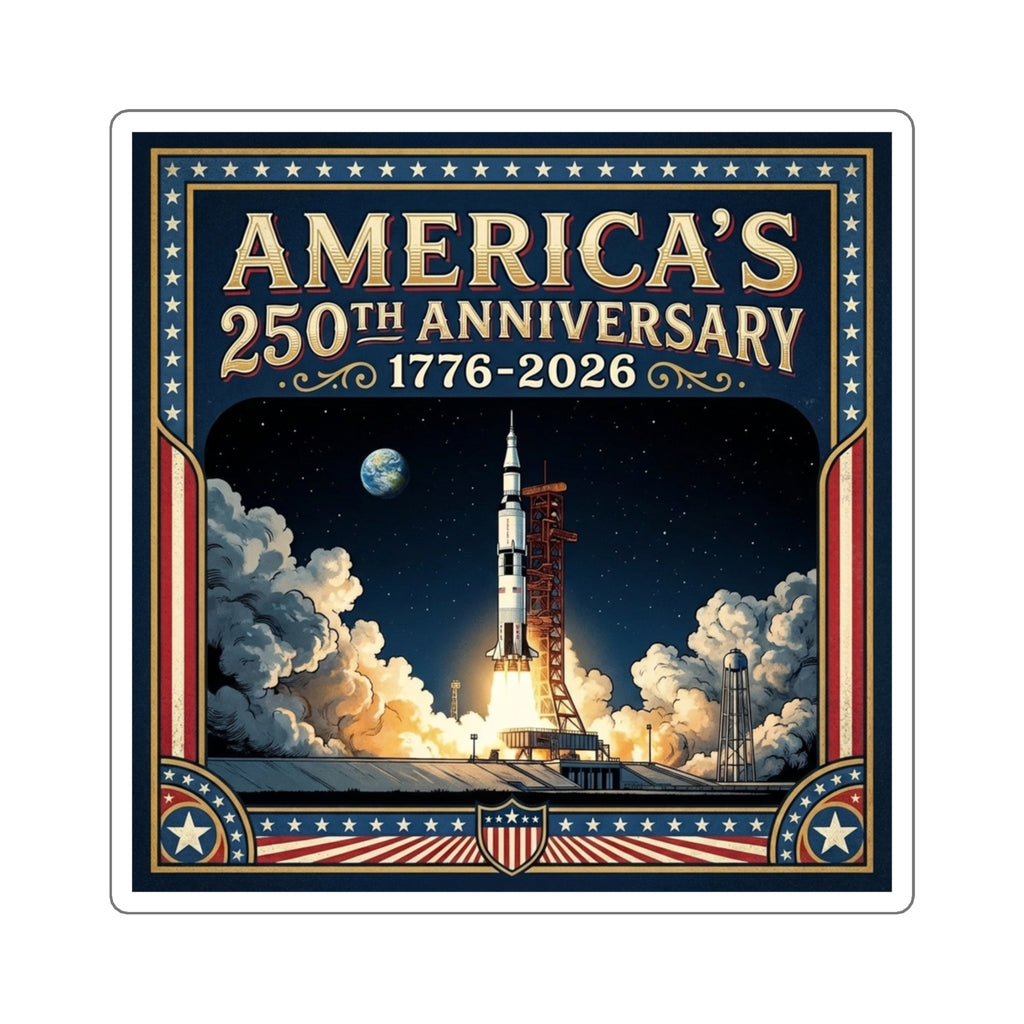 Saturn V Rocket Launch - America 250th Anniversary Square Sticker ...