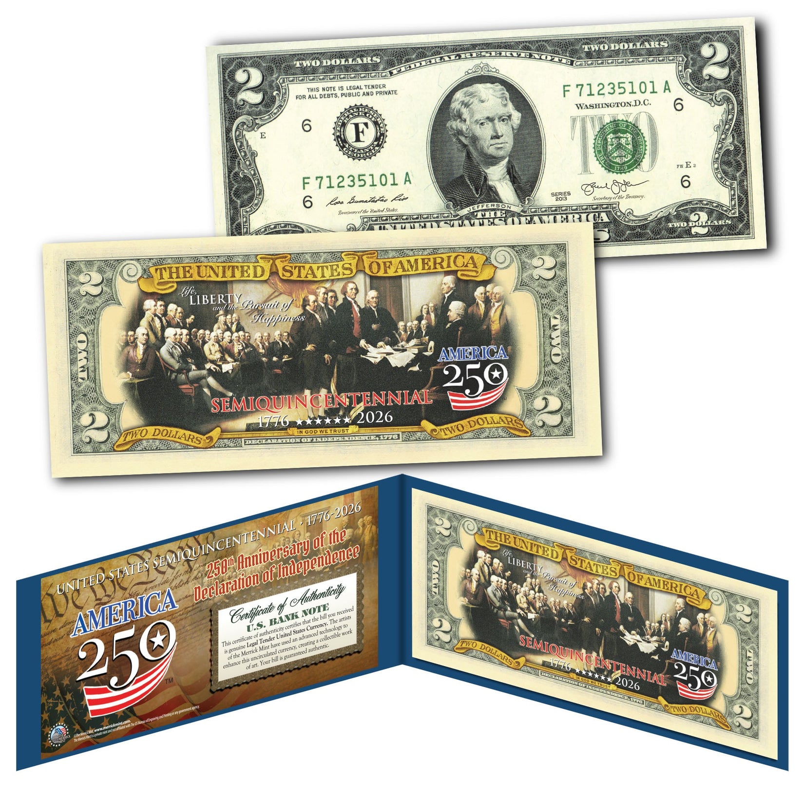 America's 250th Anniversary Collectible $2 Bill | Declaration of Indep ...