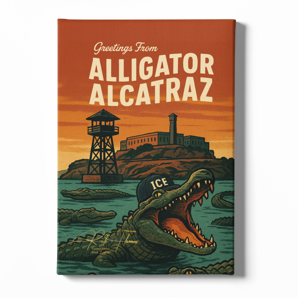 Alligator Alcatraz Limited Edition Canvas (16"x24") - Signed & Individ ...